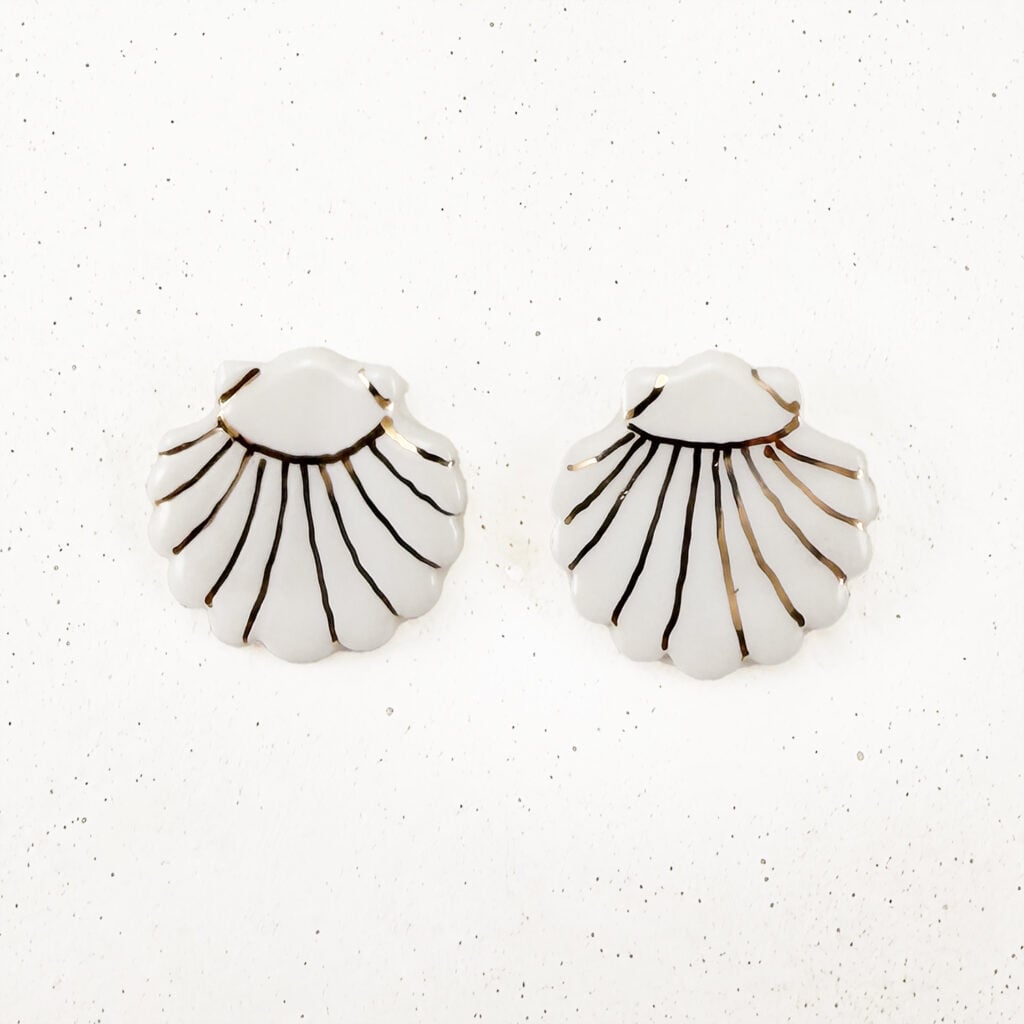 Mira - White Sea Shell Porcelain Studs - Simply Shells